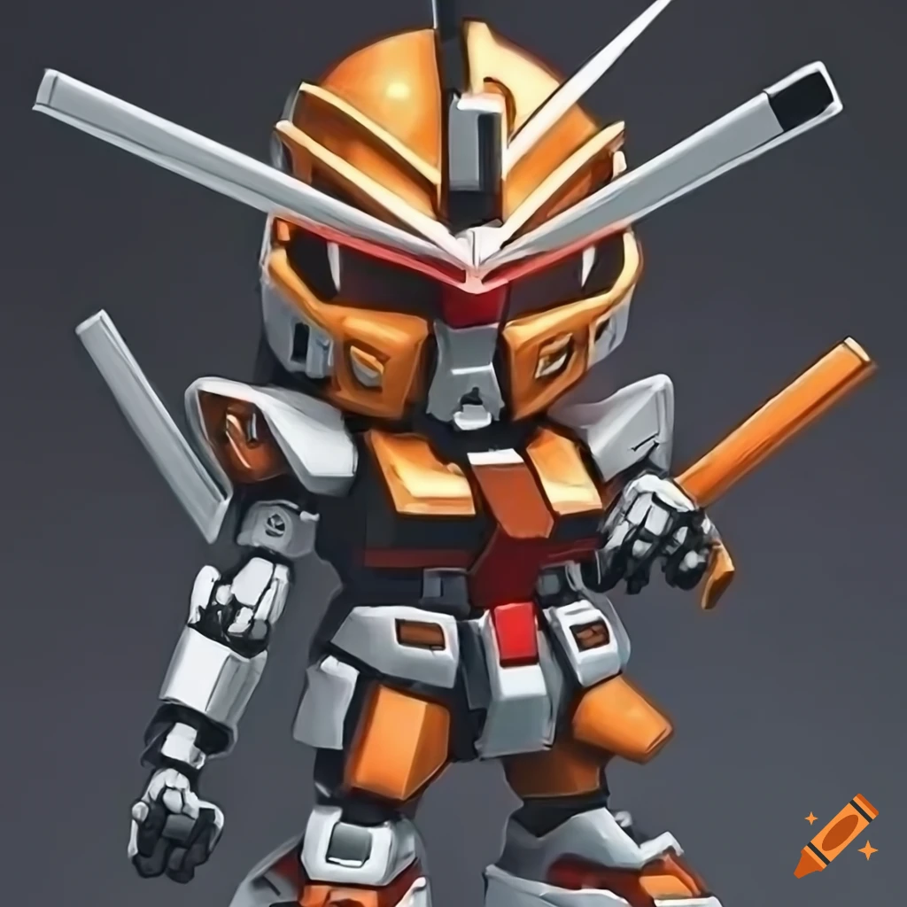 Chibi metallic gundam robot with armor on Craiyon