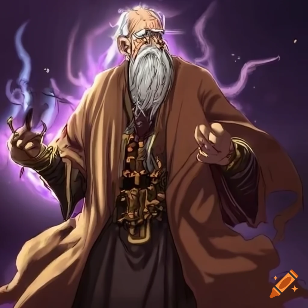 Comic style depiction of an old wizard casting a spell on Craiyon