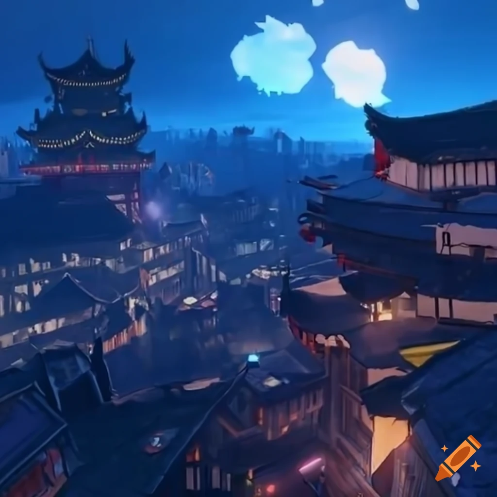 Hutao from genshin impact in real city setting on Craiyon