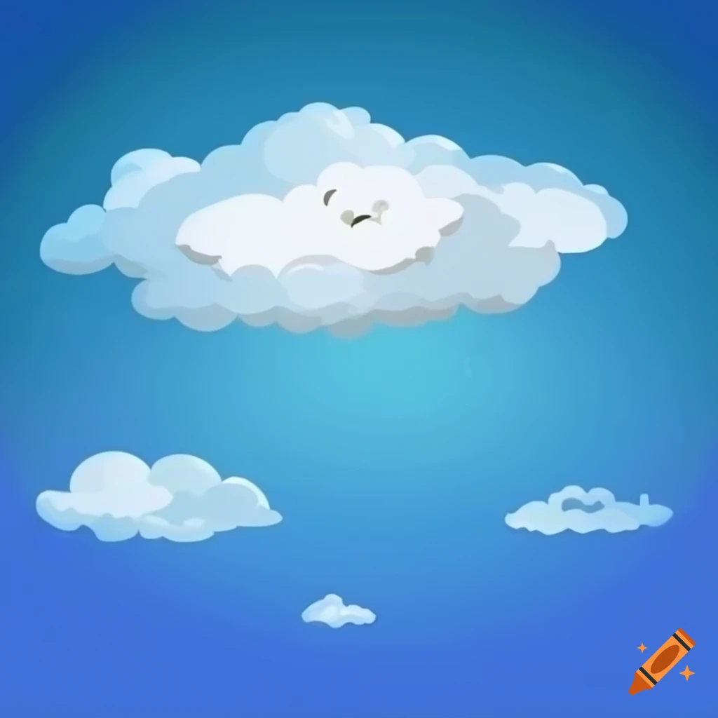 Cartoon sky with fluffy clouds on Craiyon