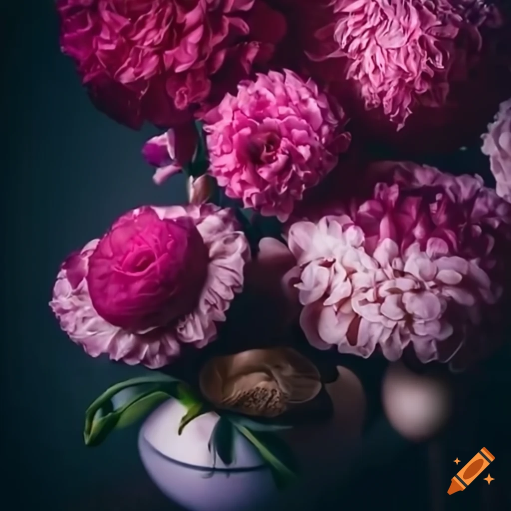 Artistic composition of flowers on Craiyon