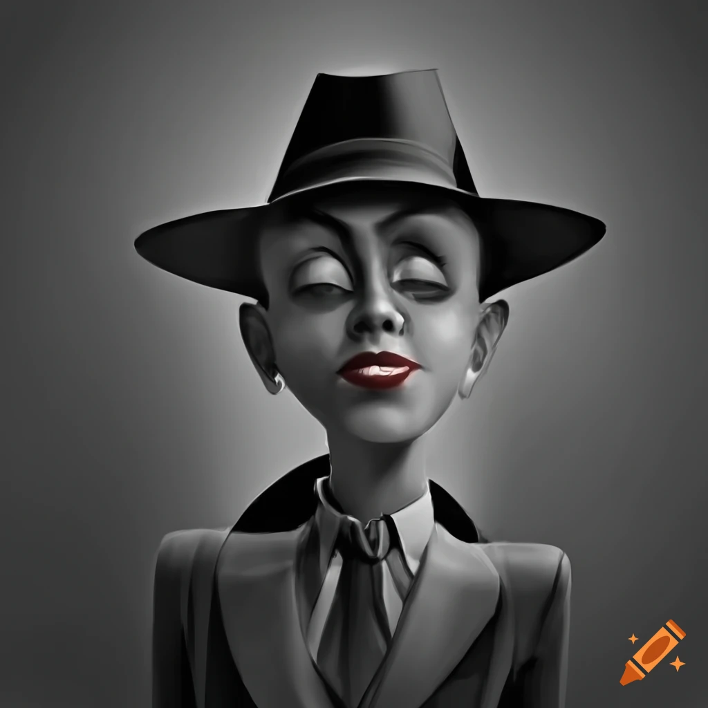 Cartoon characters in film noir style on Craiyon