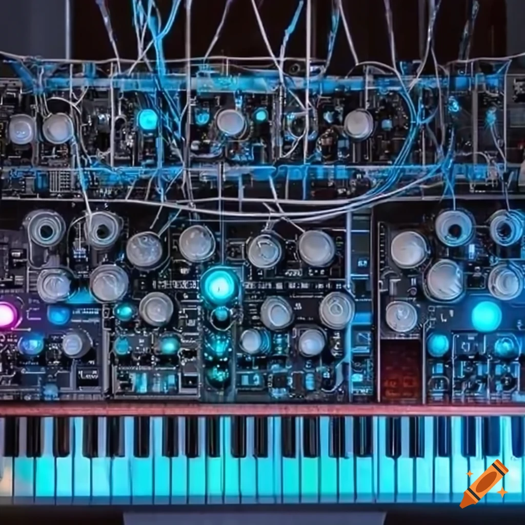 Image of a modular synthesizer robot on Craiyon