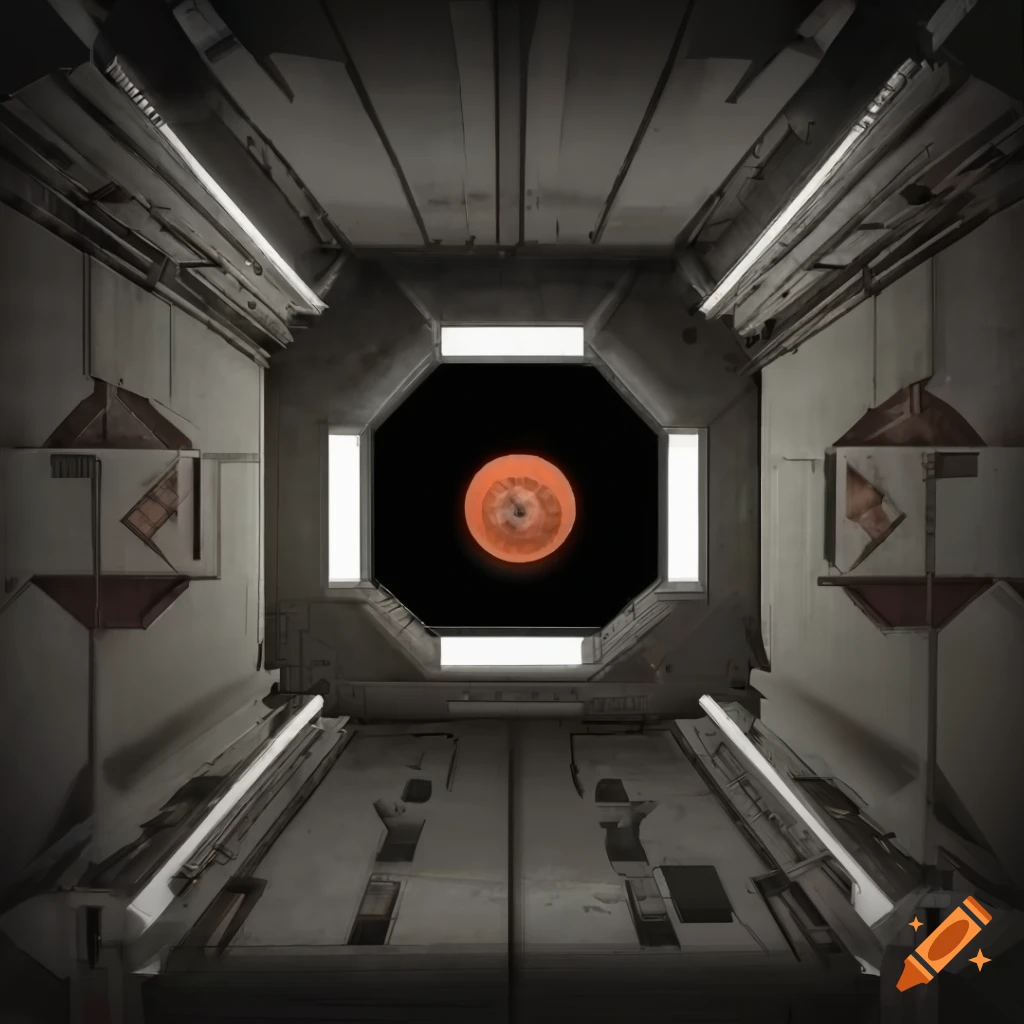 Top-down view of a simple industrial spaceship room on Craiyon
