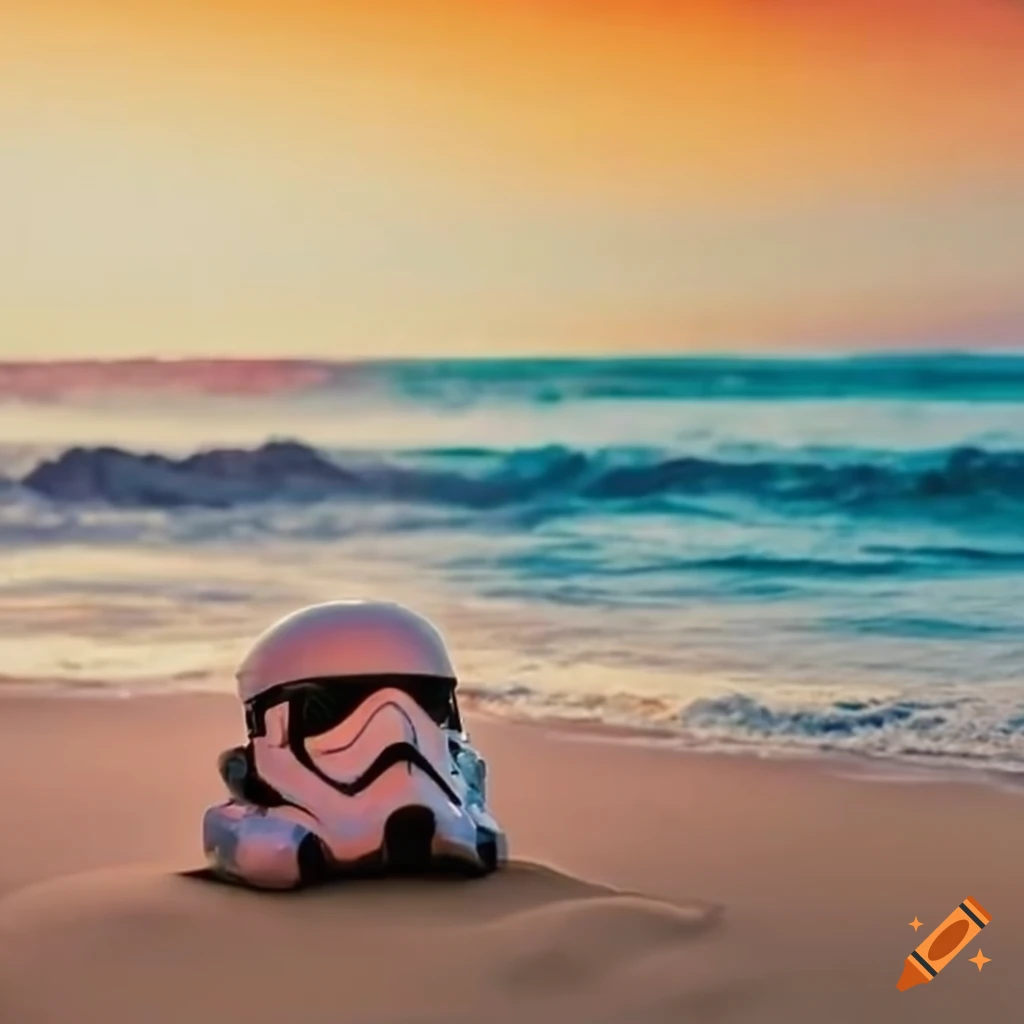 Stormtroopers playing volleyball at the beach on Craiyon