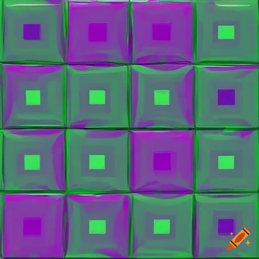 Professional square mosaic in green and purple on Craiyon