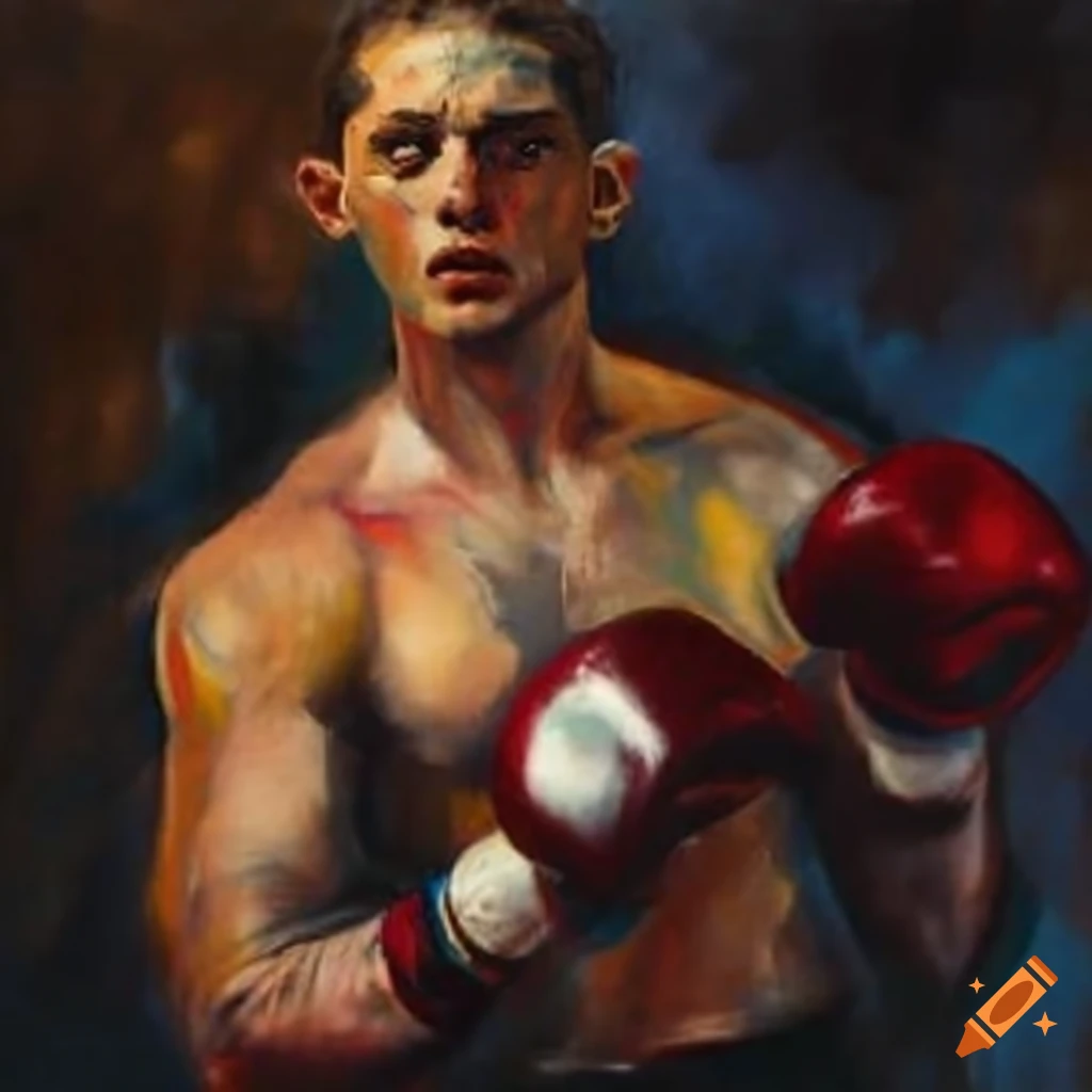 Expressionist oil painting of a boxing match with tom hardy on Craiyon