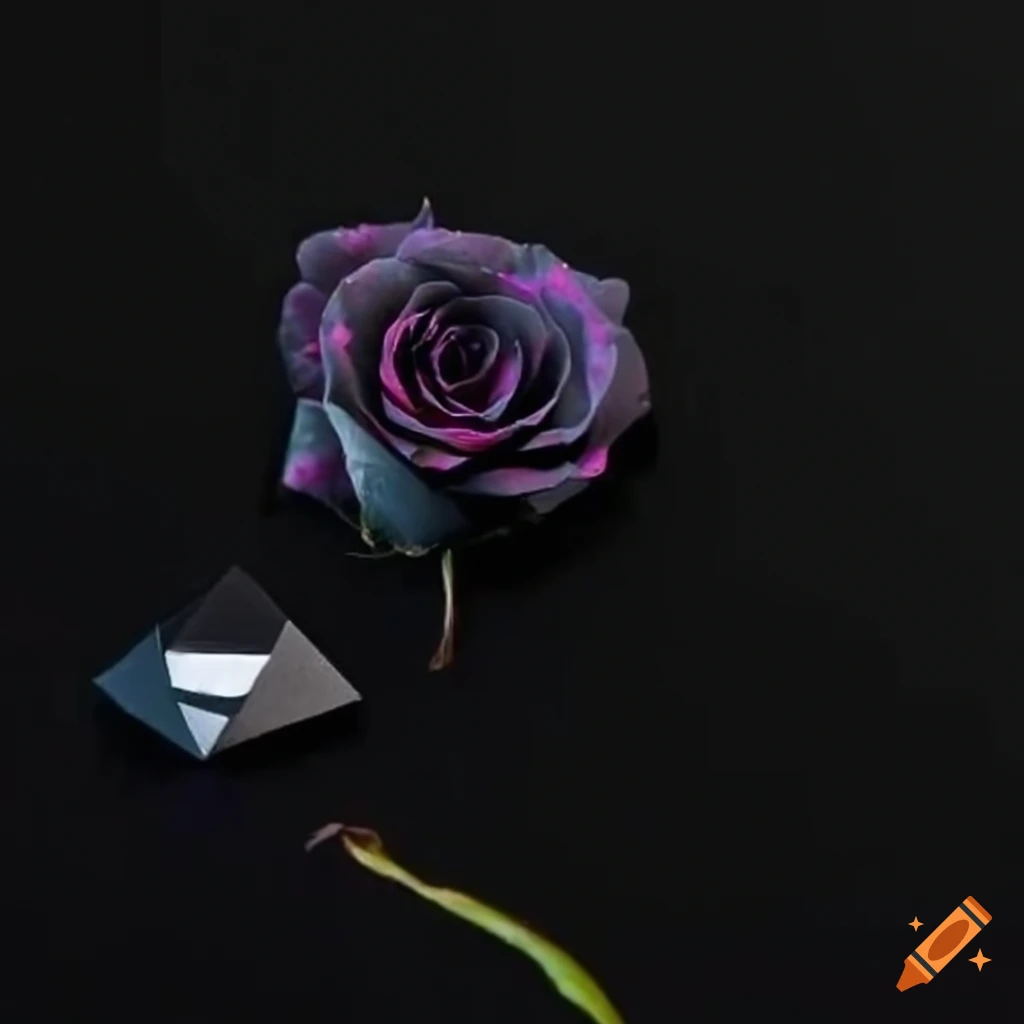 Image of a black rose and black diamond on Craiyon