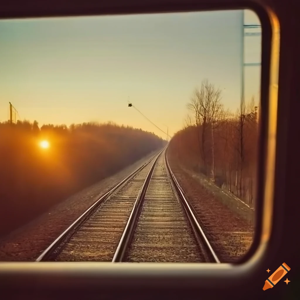 Cityscape view from a train window on Craiyon