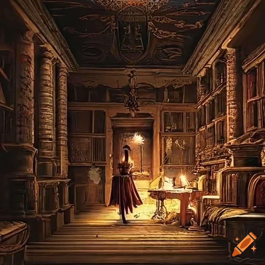 Library in the warhammer 40000 universe in manga style on Craiyon