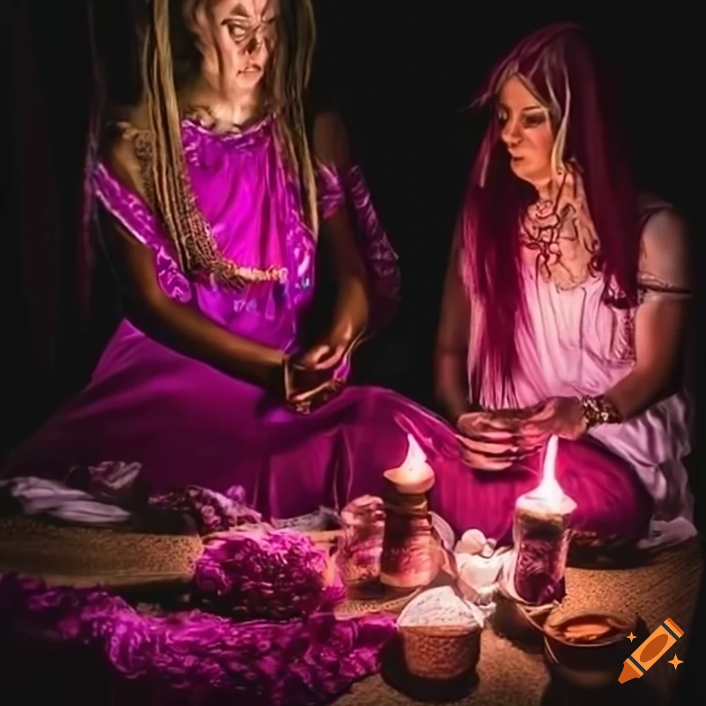 Wicca women performing herbal ritual on Craiyon