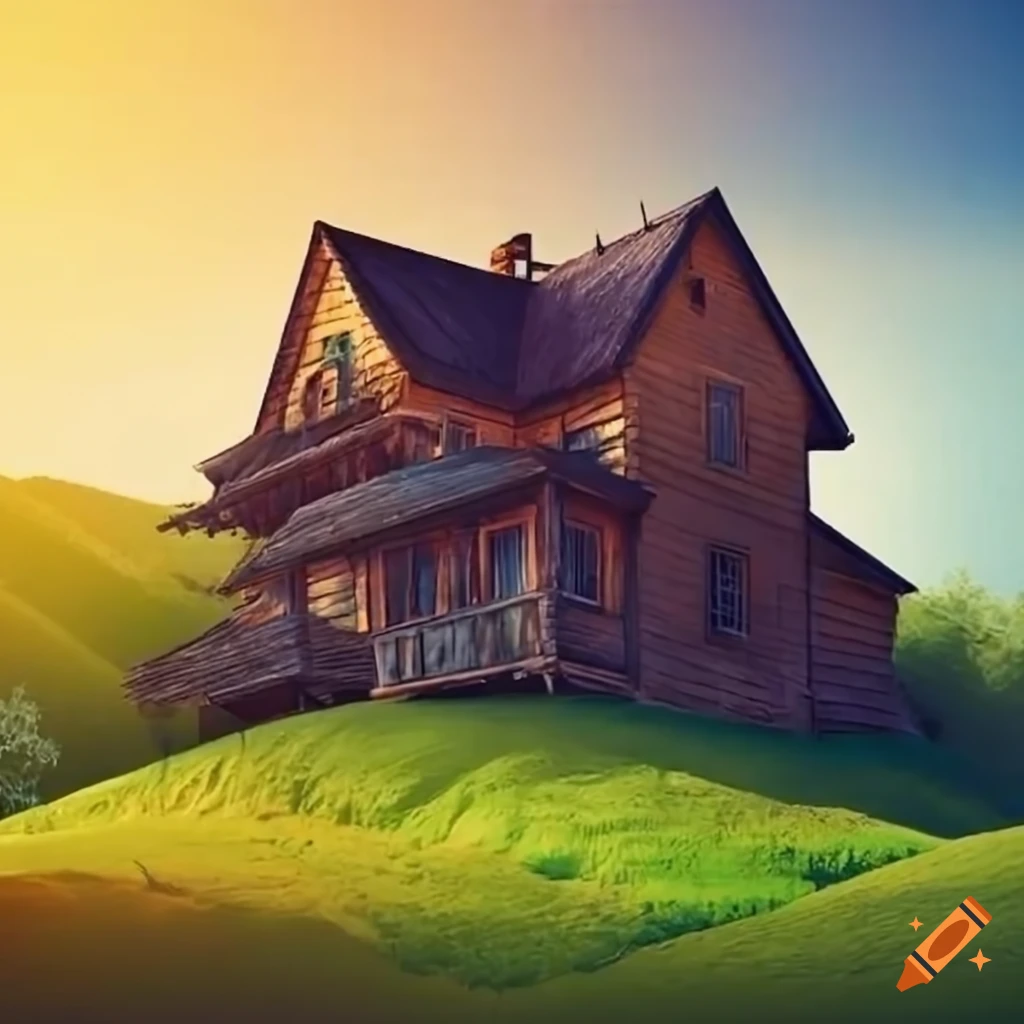 Rustic house on top of a hill on Craiyon