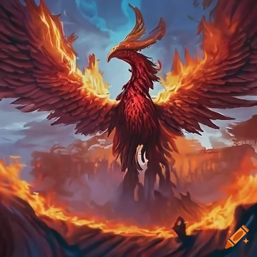 Epic artwork of a rising fire phoenix on Craiyon