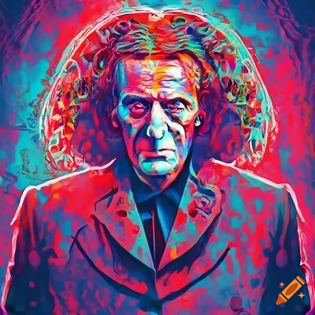 Colorful poster art of William Hartnell in Doctor Who on Craiyon