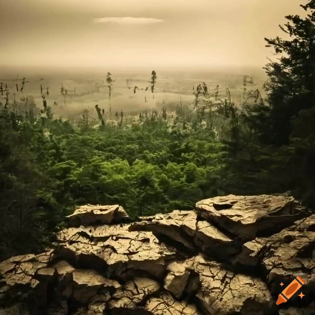 Image of a ruined city in a desolate field on Craiyon