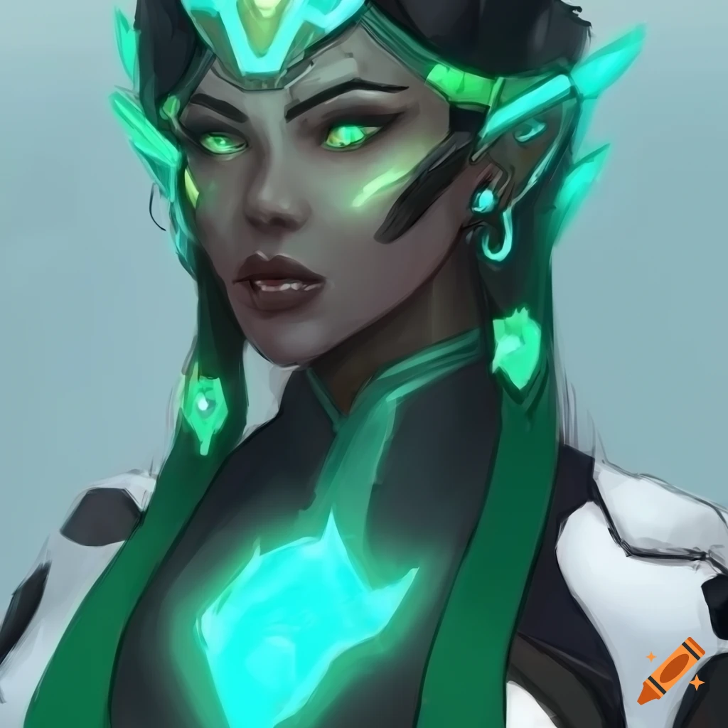 Digital concept art of a green-haired woman holding a spiked club on Craiyon