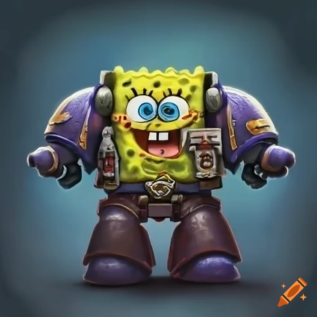 Realistic depiction of spongebob squarepants as a space marine on Craiyon