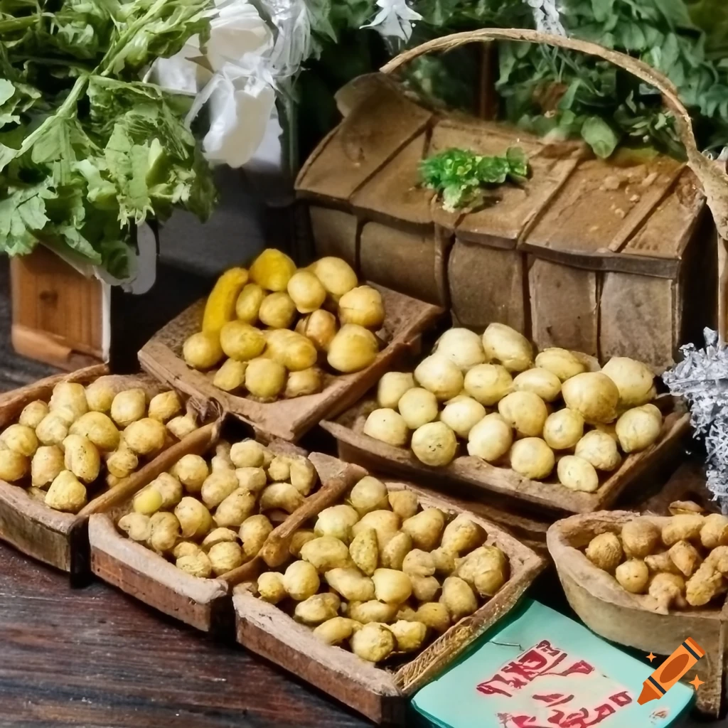 Photo of a miniature potato market on Craiyon