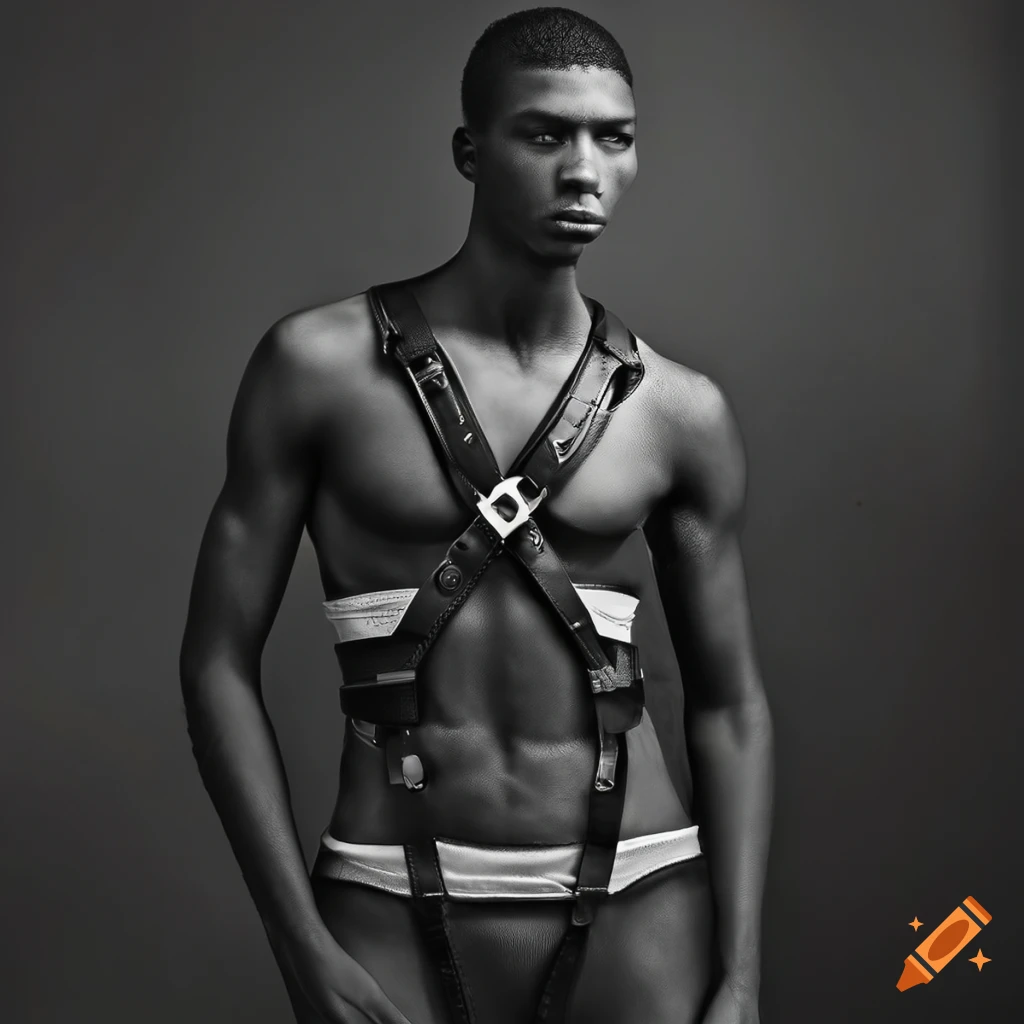 Black, navy, and gold harness for men on Craiyon