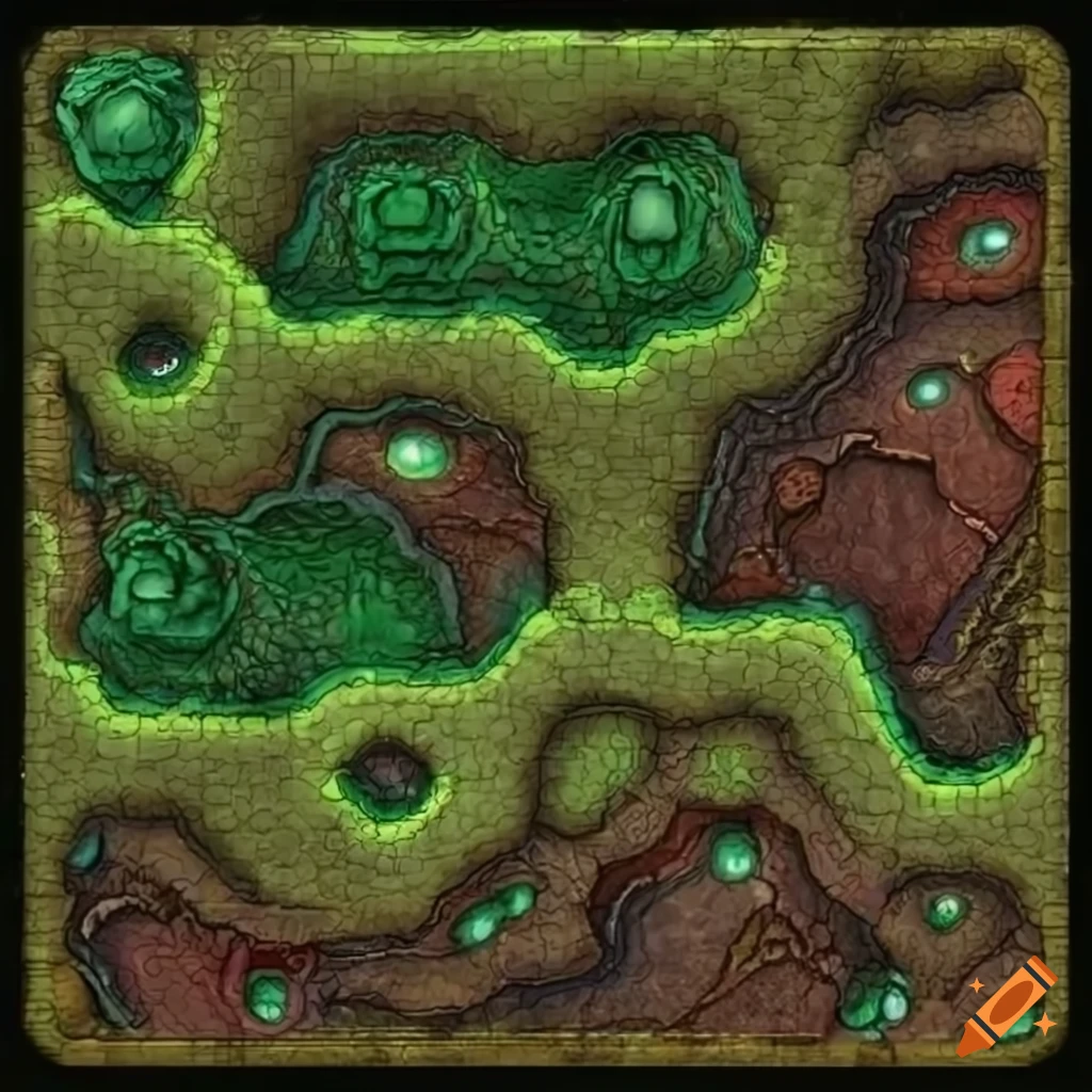 2D game layout map with alien plant and fungus on Craiyon