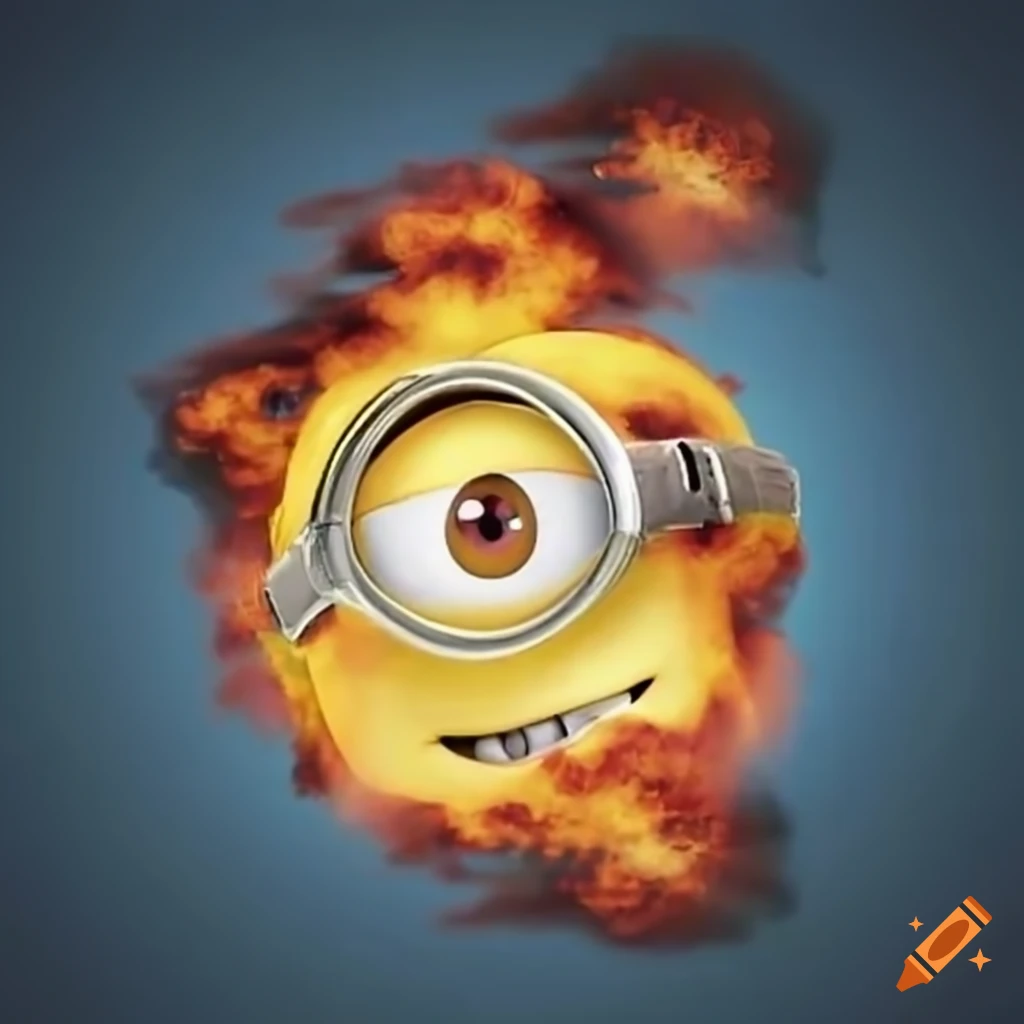 Cartoon minion on the moon with explosion on Craiyon