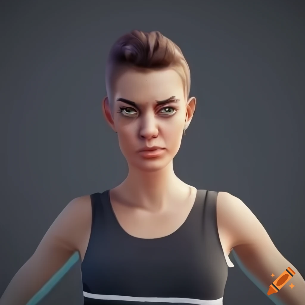 Female fighter with dizzy and sleepy expressions on Craiyon