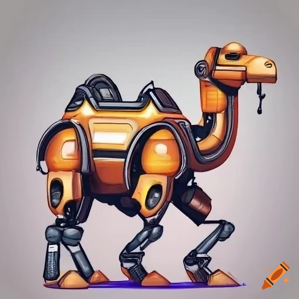 Anthro cyborg-camel illustration on Craiyon