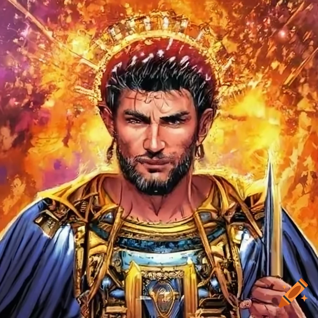 Ultrarealistic comic art of a Roman emperor in a Phoenician temple on ...