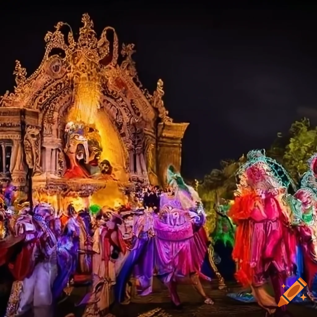 Colorful artwork of agonalia festival with deities on Craiyon
