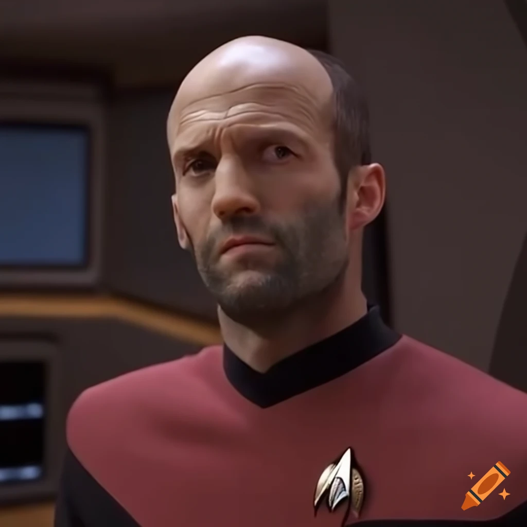Captain Picard portrayed by Jason Statham on the Star Trek TNG bridge ...