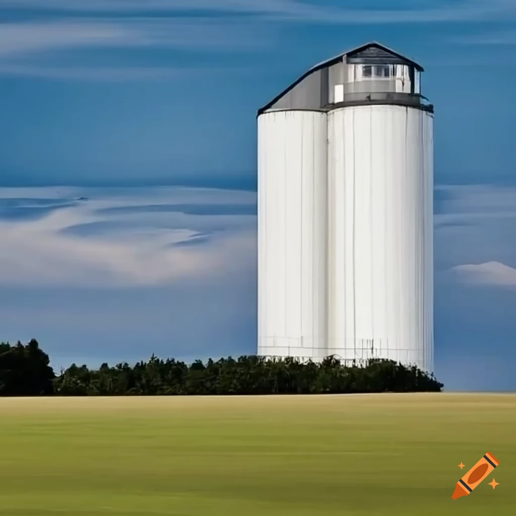 Impressive silo structure on grass plains on Craiyon