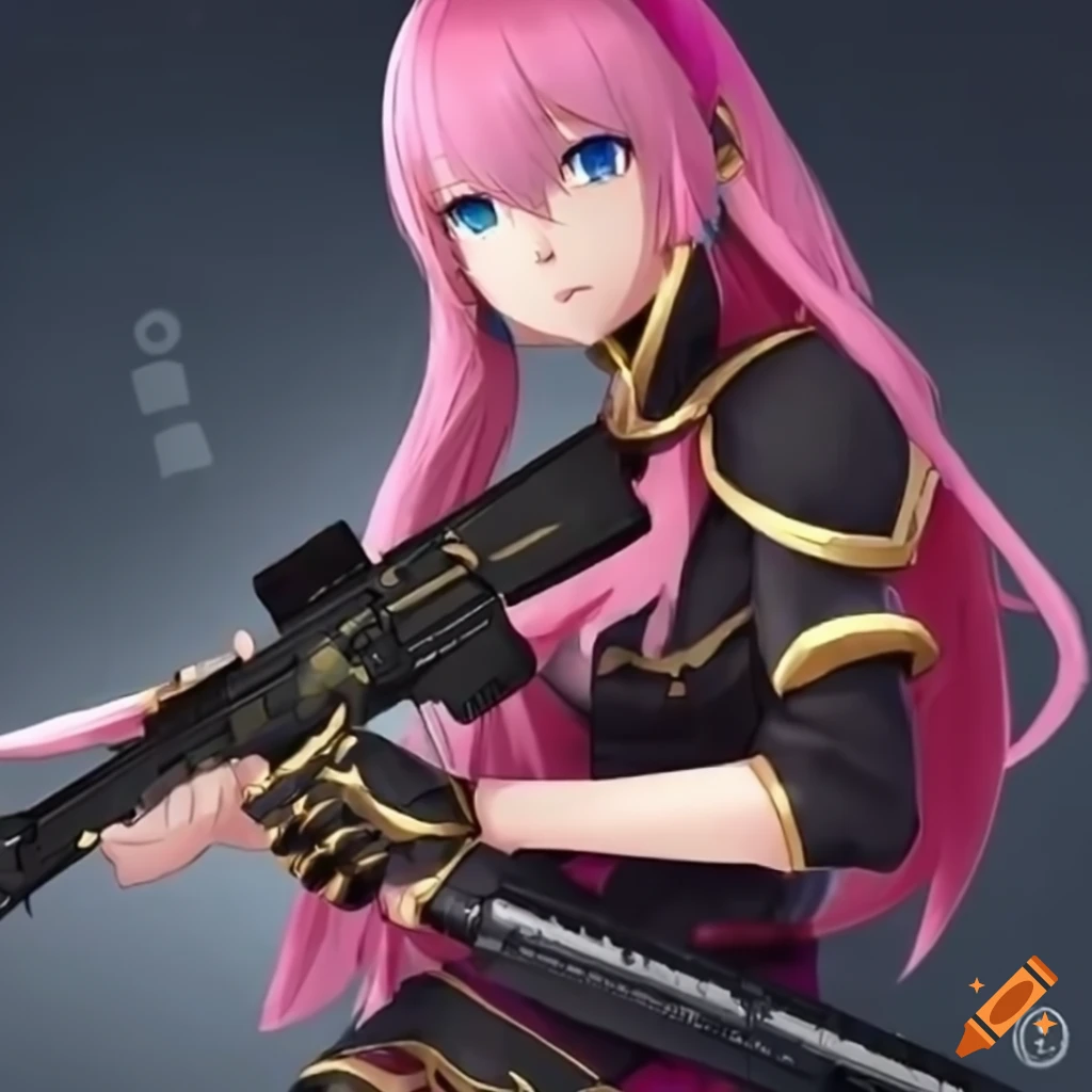 Megurine luka with pink hair and combat gear