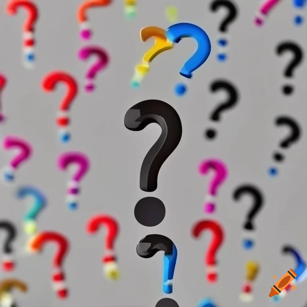Abstract artwork with colorful line and question marks on Craiyon