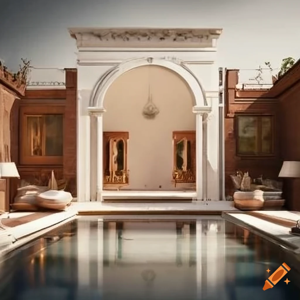 Modern spanish villa living room with high ceilings and glass doors on ...