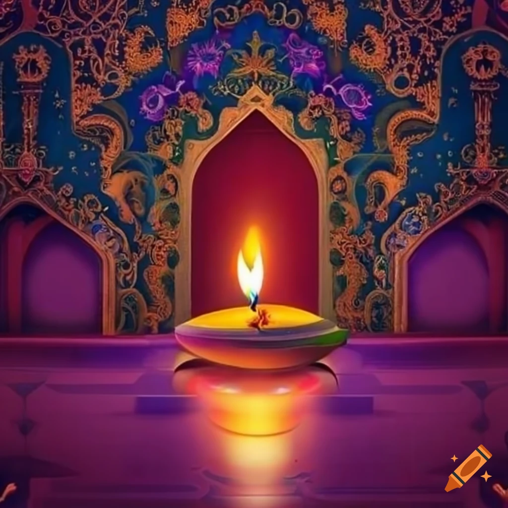 Diwali backdrop with Mughal artistic elements on Craiyon