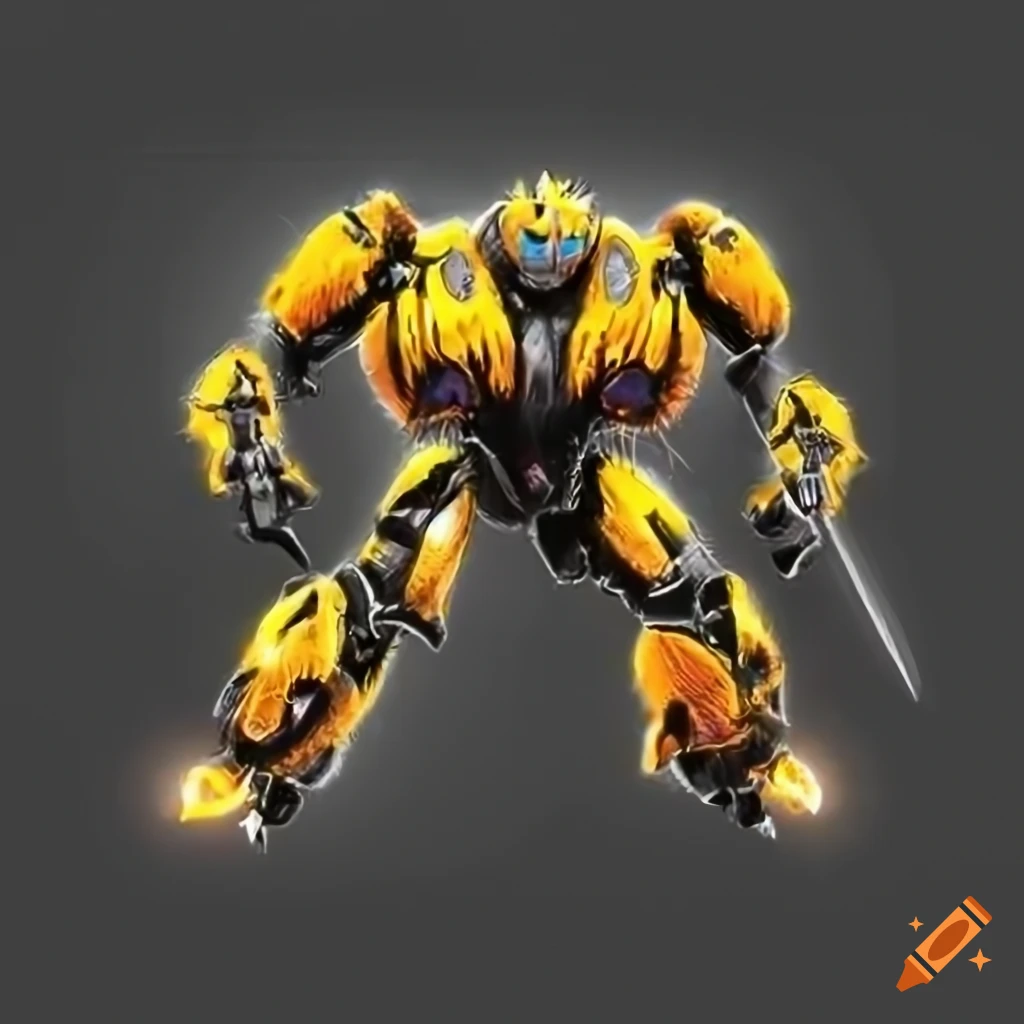 Transparent image of a bumblebee with a laser sword