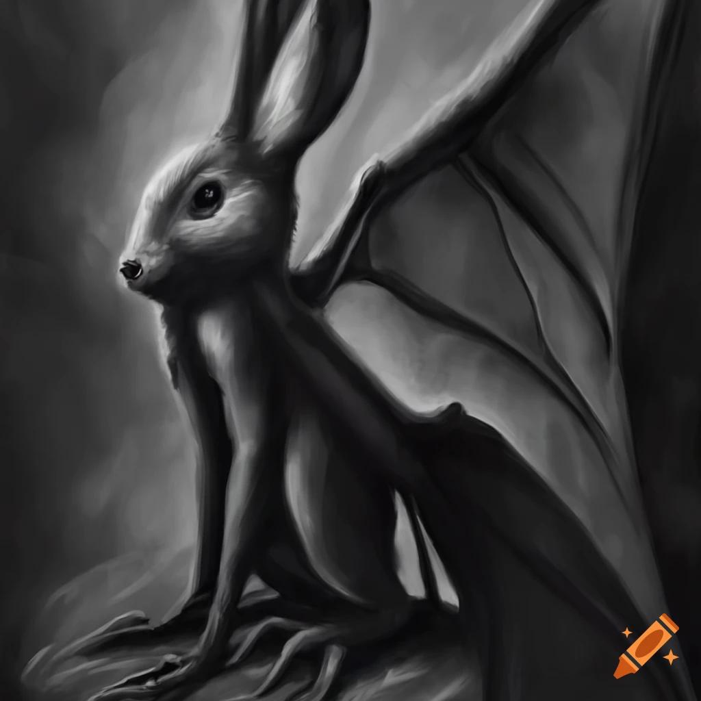 Image of a fantasy creature with bat wings and rabbit features on Craiyon