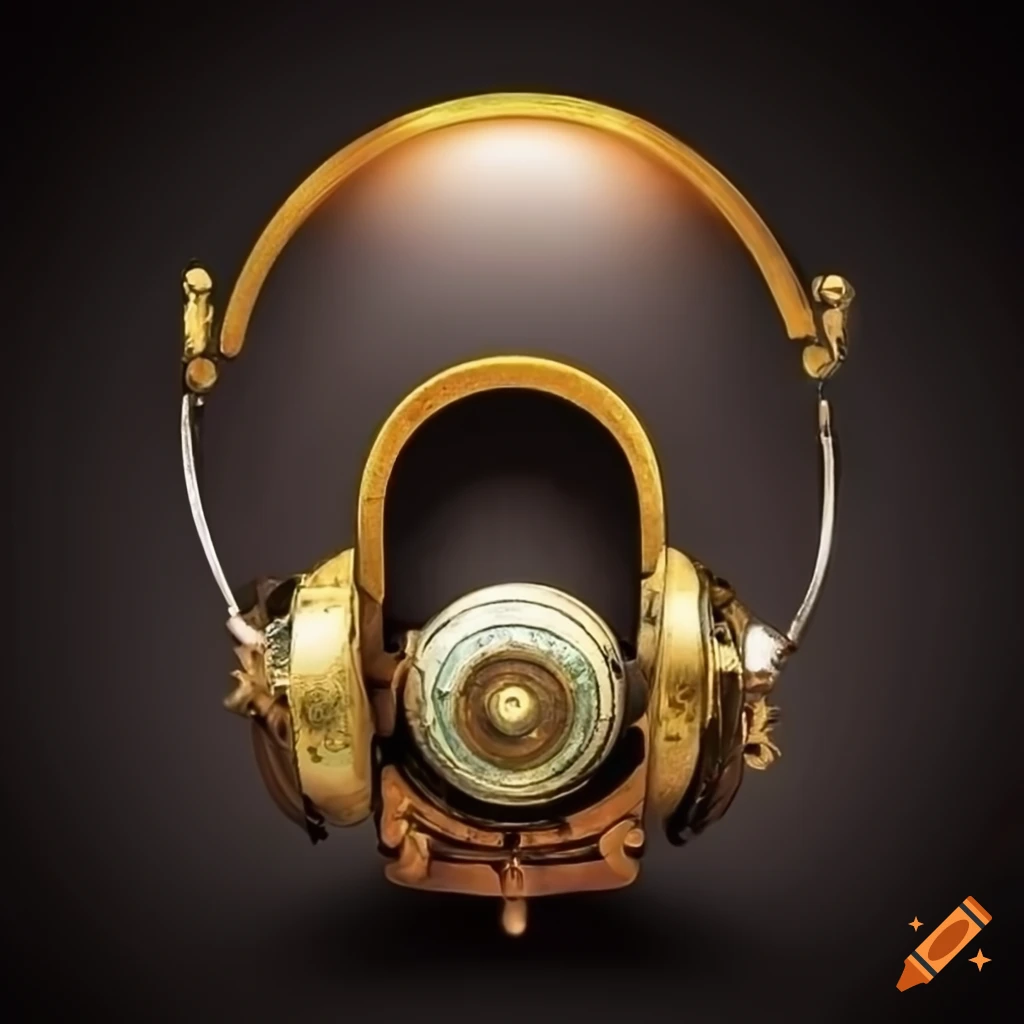 Steampunk-style black headphones icon for rpg design on Craiyon