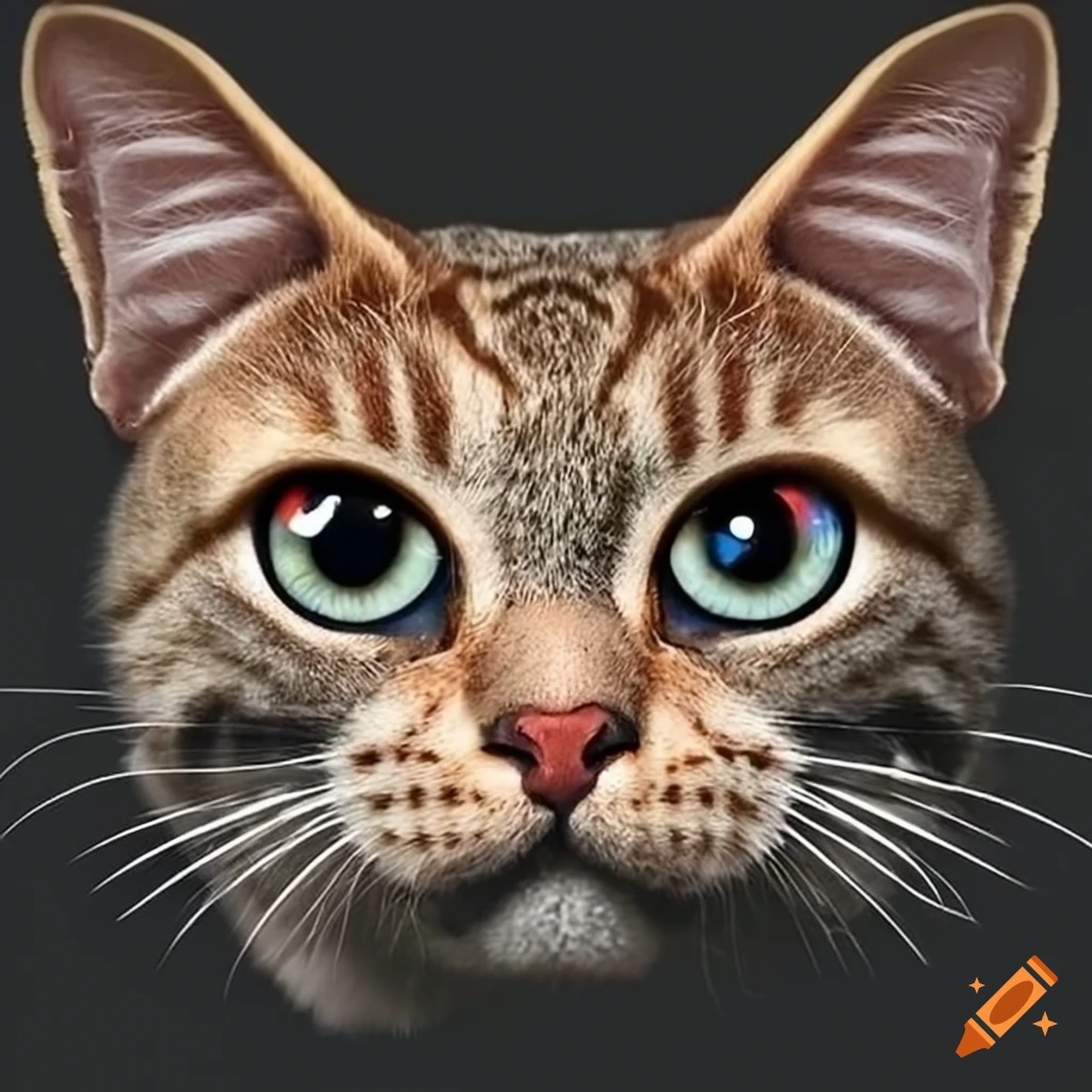 Cat with big eyes in a zoomed-in view on Craiyon