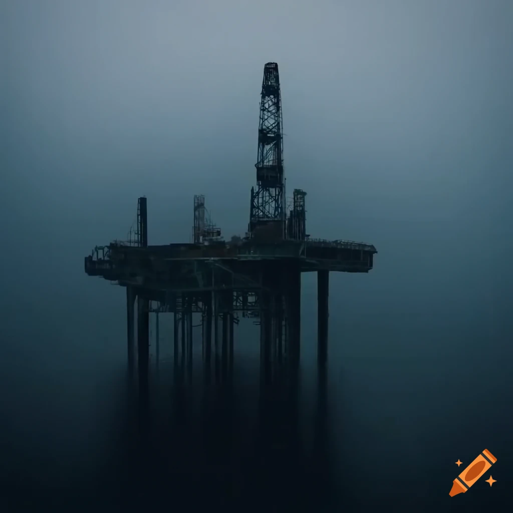 Futuristic oil rig in the midst of a stormy ocean on Craiyon