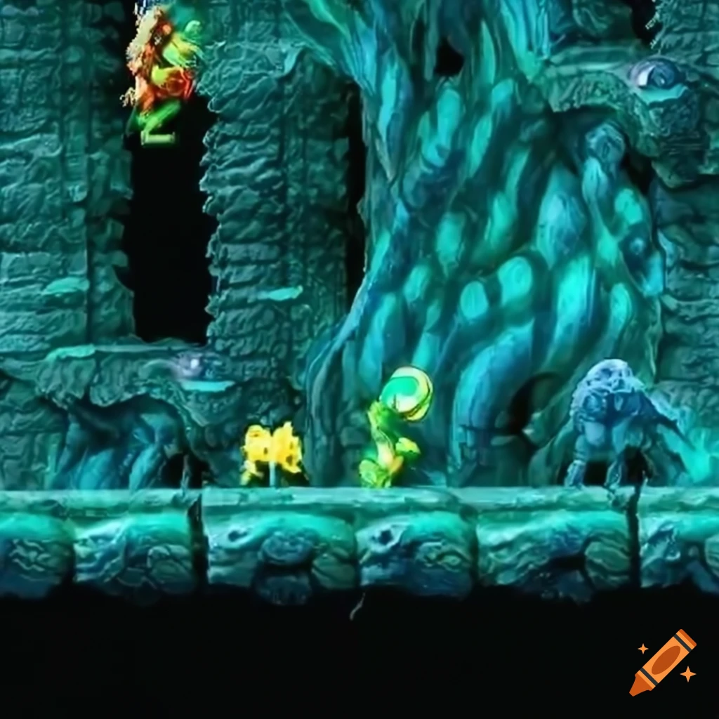 Frozen slime bubble tiles in a 2d platform game on Craiyon