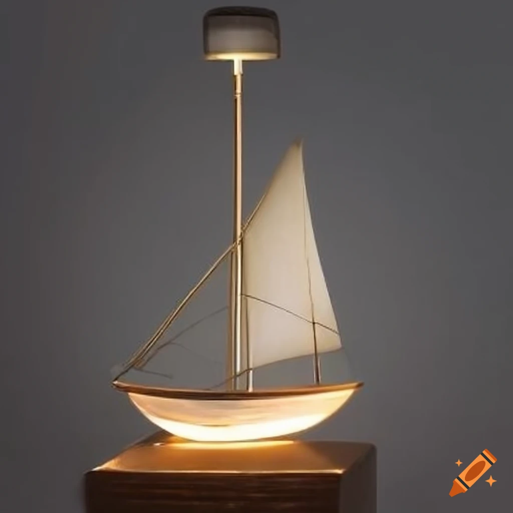 Sailboat-shaped table lamp on Craiyon