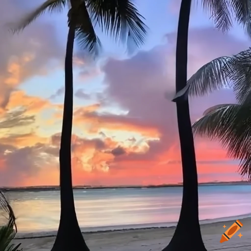 Sunset view of miami skyline