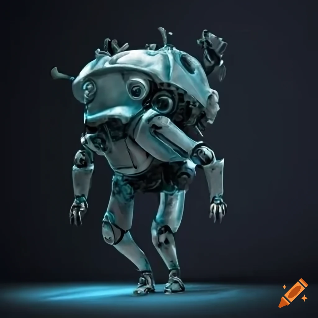 Giant armored mechanical flying robot with hornet features under a ...