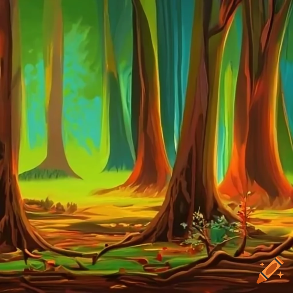 Beautiful forest scenery on Craiyon