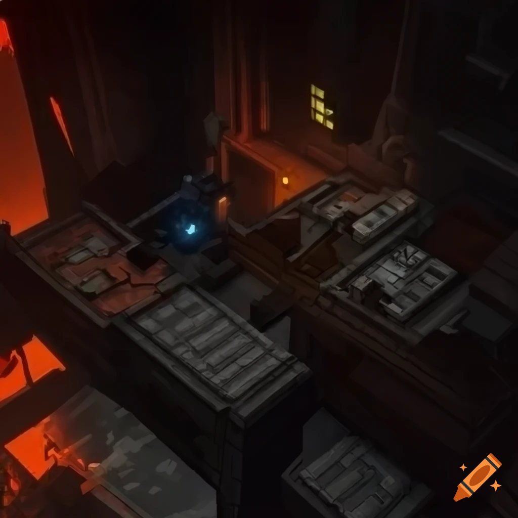 Illustration of various isometric gaming elements on Craiyon