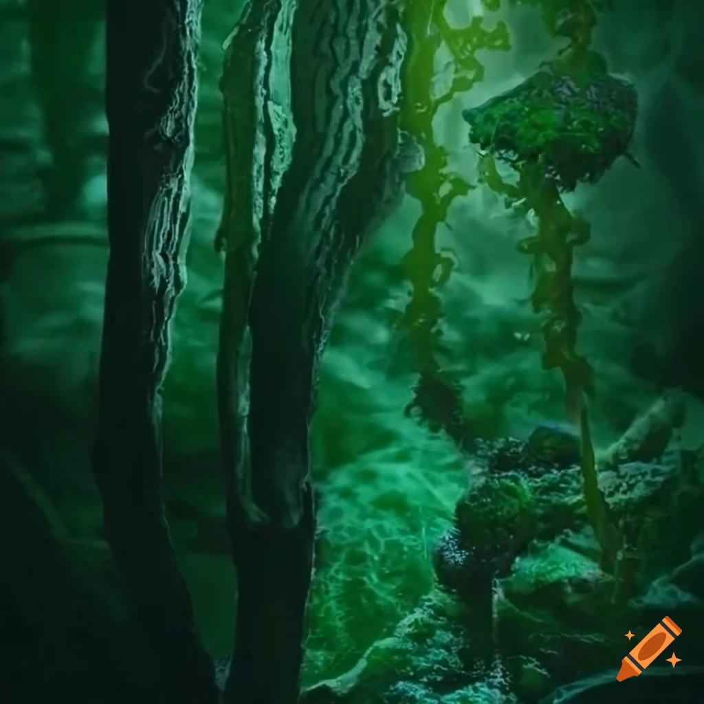 Organic platform game layout map with moss and fungus details