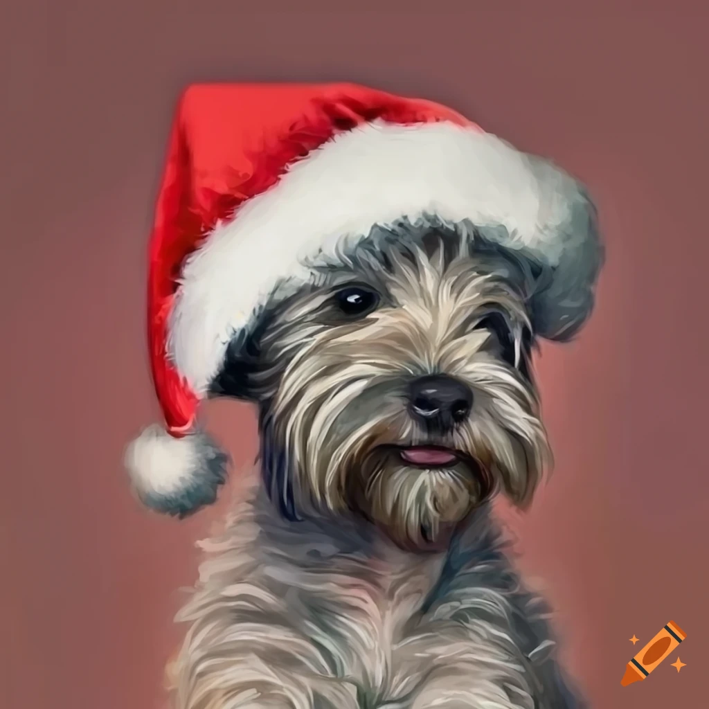 Yorkshire terrier dressed as santa claus on Craiyon