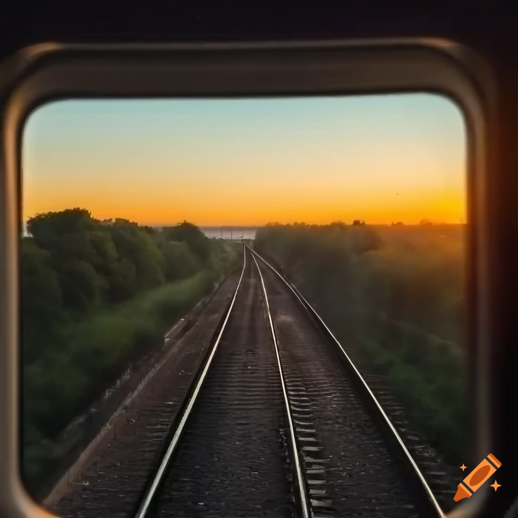 Morning view from a train window on Craiyon