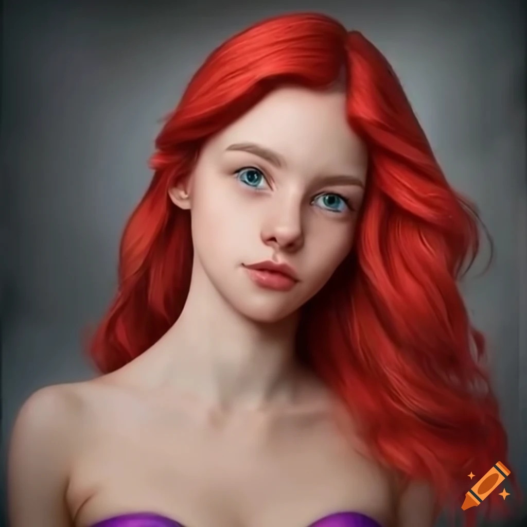 Detailed portrait of a woman transforming into ariel
